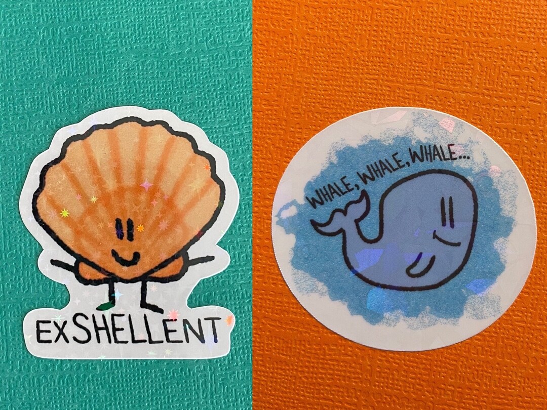 Holographic Ocean Pun Stickers - Etsy