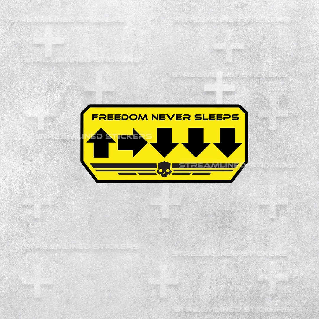 Helldivers 2 Sticker "freedom NEVER Sleeps" | Sticker for Laptop, Bottle, Hydroflask, Phone ...