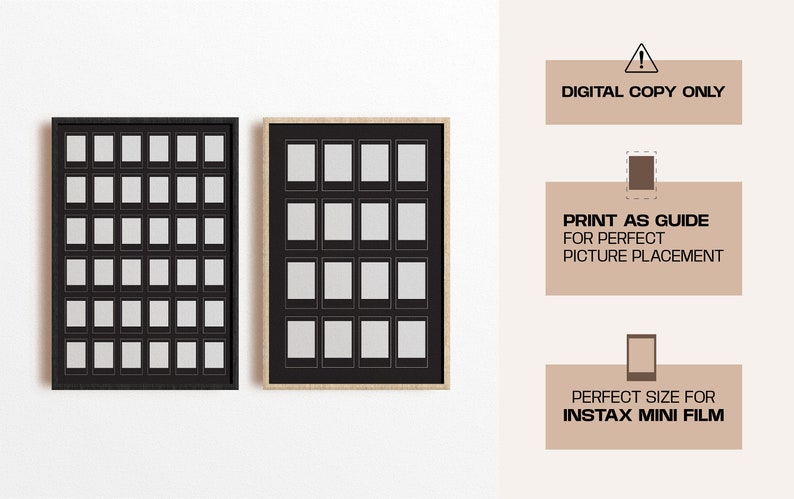 Instax Mini Photo Frame Guide DIY Collage Template Guide Layout for ...