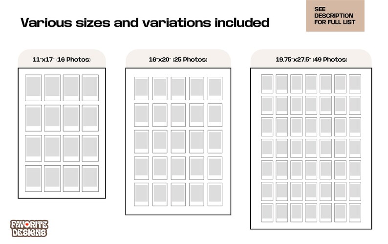 Instax Mini Photo Frame Guide DIY Collage Template Guide Layout for ...