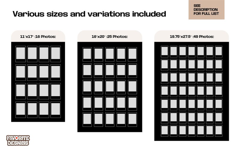 Instax Mini Photo Frame Guide DIY Collage Template Guide Layout for ...