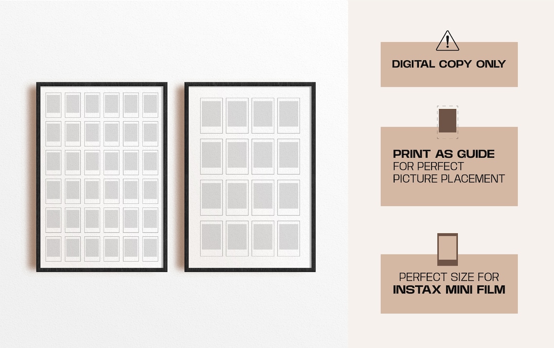 Instax Mini Photo Frame Guide DIY Collage Template Guide Layout for ...