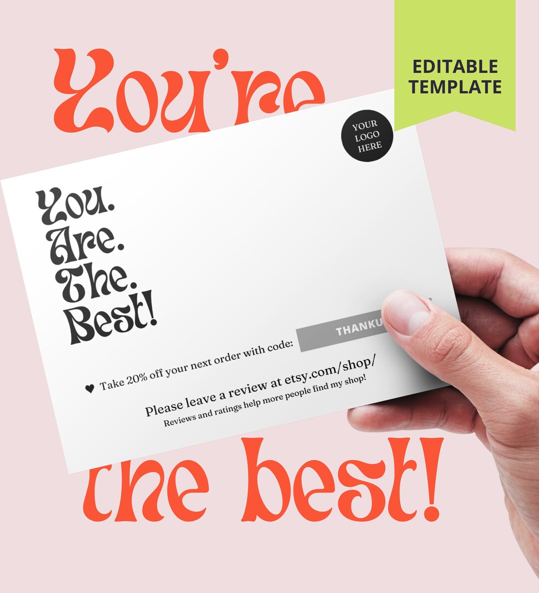 Custom Thank You Notes for Small Business, Canva Template, Thank You ...