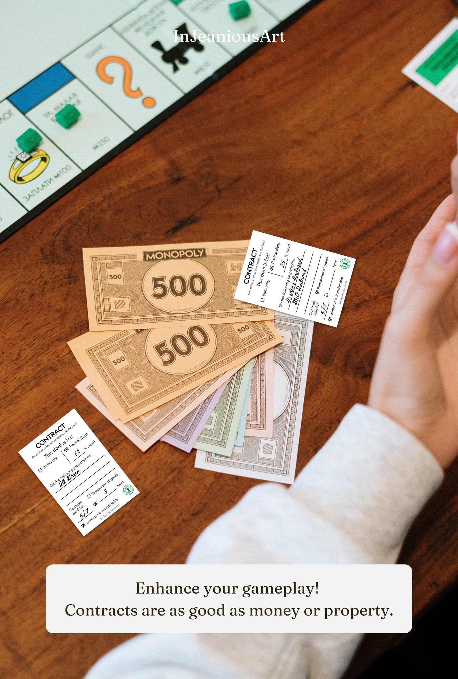 Printable Monopoly Contracts, Digital Download, Immunity Contract, Monopoly Game Enhancement ...