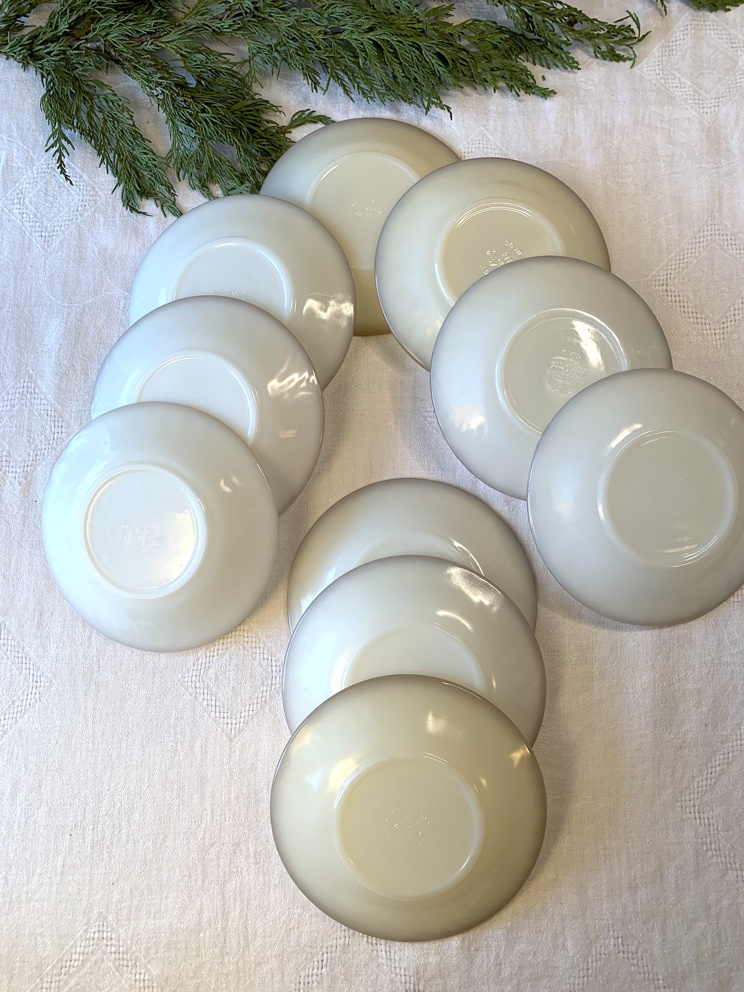 Fire King Swirl Milk Glass Saucers With 22k Gold Trim - Coffee Plates ...
