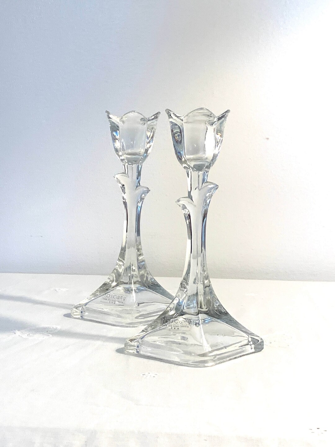 Crystal Candlesticks, Vintage Cut Glass Candlestick Holders, Wedding ...