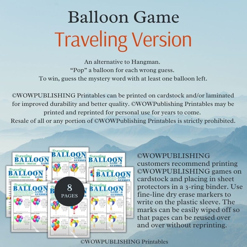 Balloon Game ~ Travel Version - Etsy