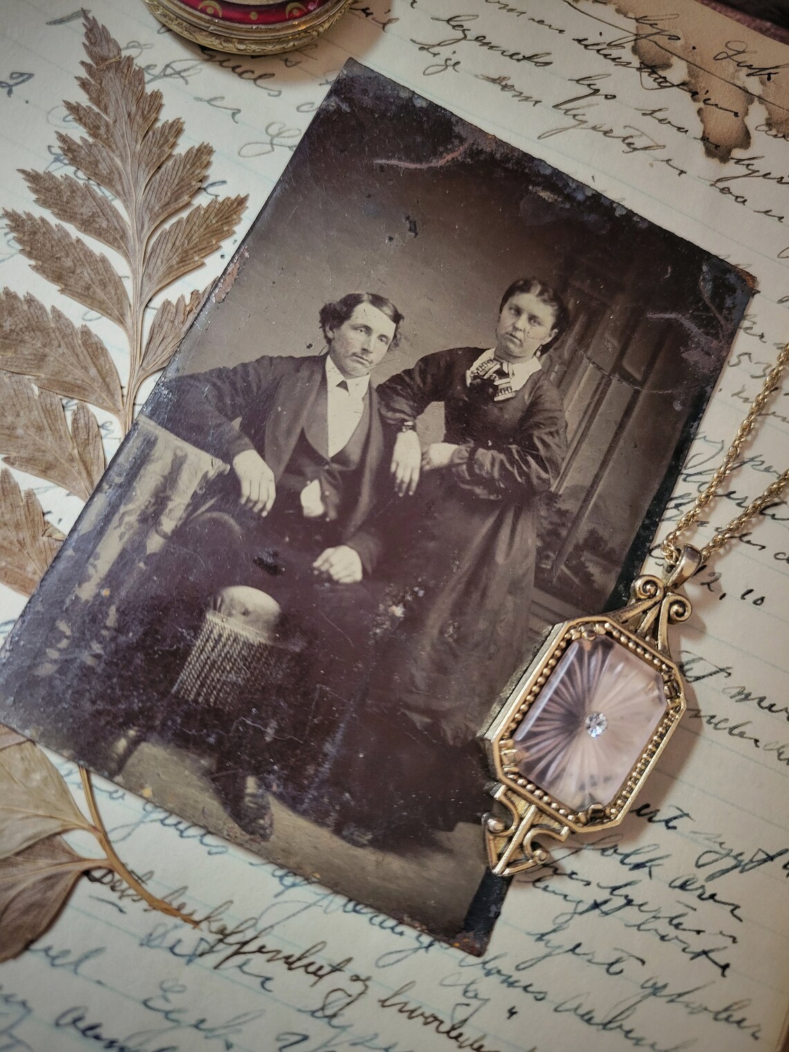 Vintage Love - Antique Victorian Tintype of Couple, Circa 1870. Black ...