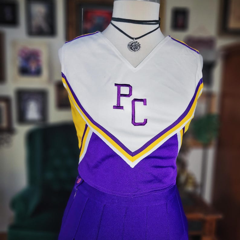 Vintage 1990s Cheerleader & ELITE PC School Purple Gold Cheer Set Skirt ...
