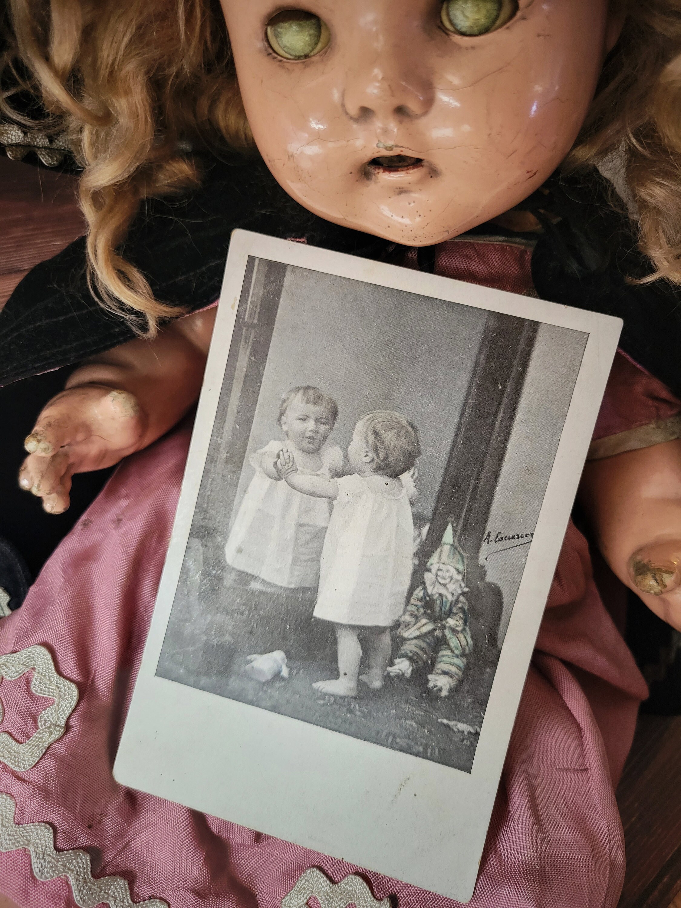 Send in the Clowns - Antique French Real Photo Postcard of a Baby and ...