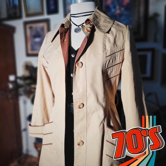 Vintage 70s VIRGO MODEL MELBOURNE Tan Women's Coat - … - Gem