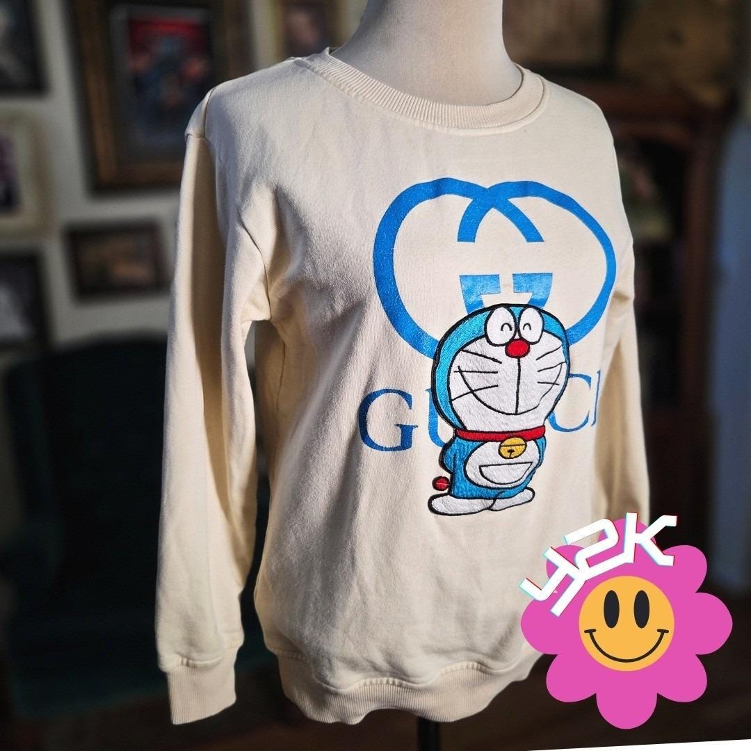 Vintage Y2K Gucci Doraemon Logo Sweatshirt Cream Graphic Designer ...