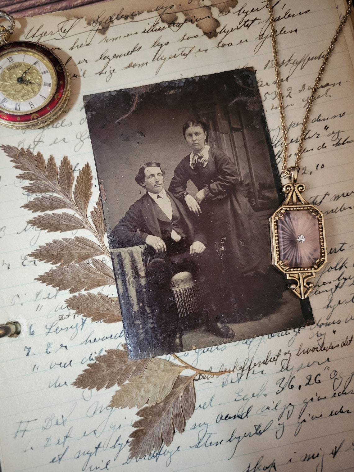 Vintage Love Antique Victorian Tintype of Couple, Circa 1870. Black and ...