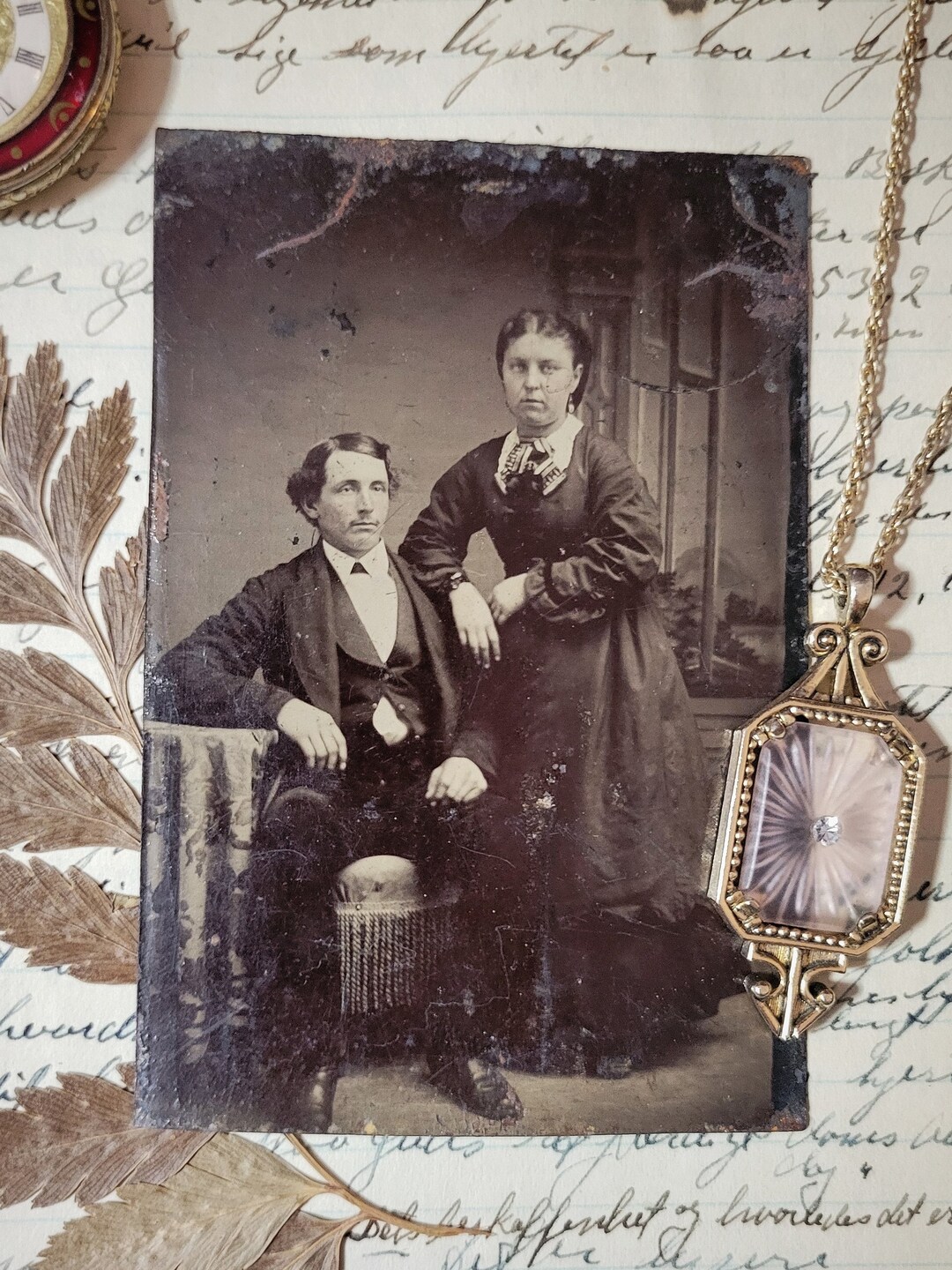 Vintage Love - Antique Victorian Tintype of Couple, Circa 1870. Black ...