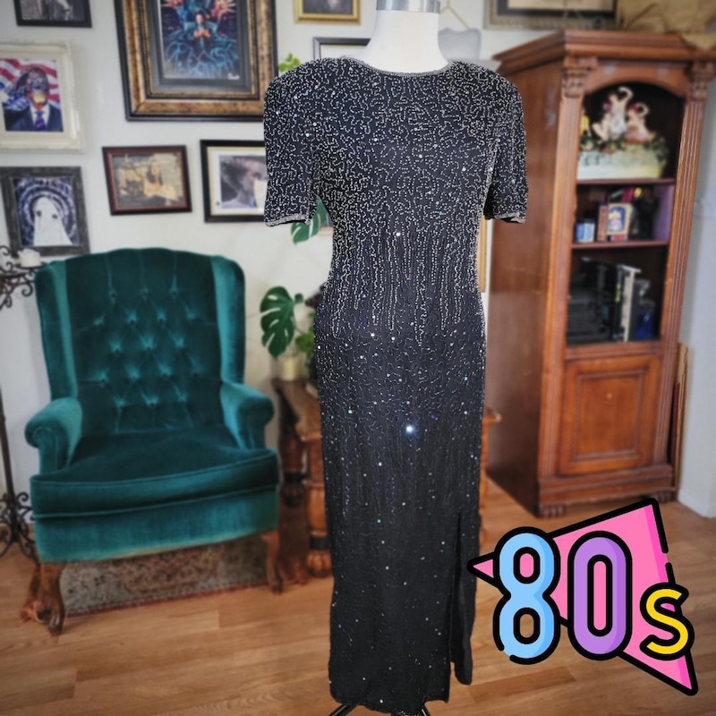 Black Gown 1980s - Etsy