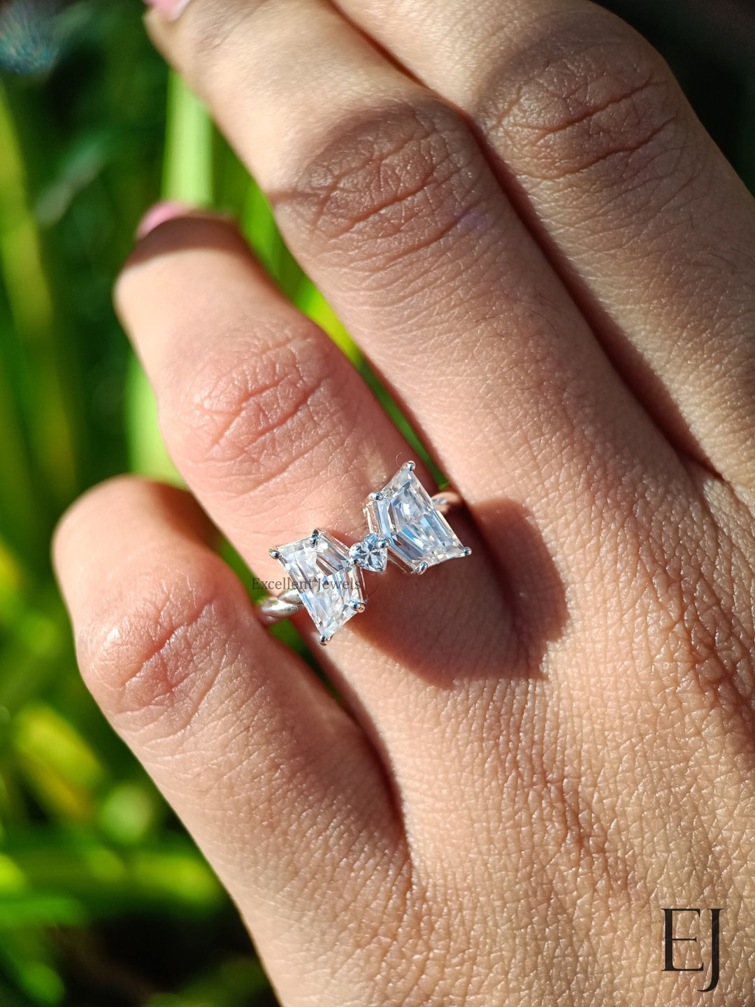 8*5MM Cadillac Cut Engagement Ring Cadillac Step Cut Moissanite Ring ...