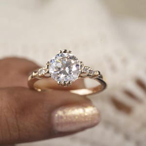 Vintage 2CT Old Mine Cut Diamond Ring 14K Solid Gold Old Mine Round Cut ...