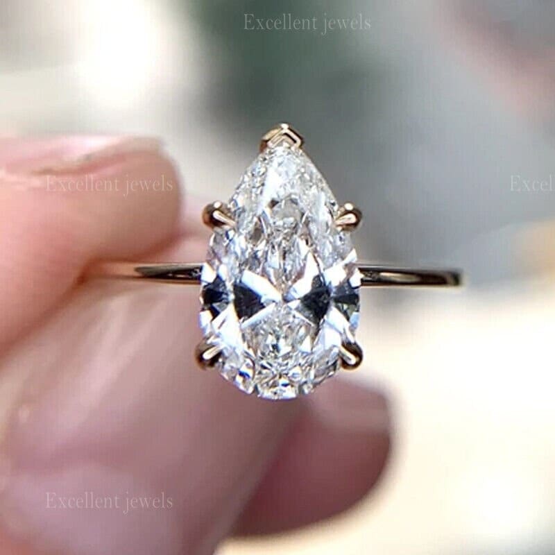 3 CT Pear Cut Moissanite Engagement Ring 10K Gold Tear Drop - Etsy