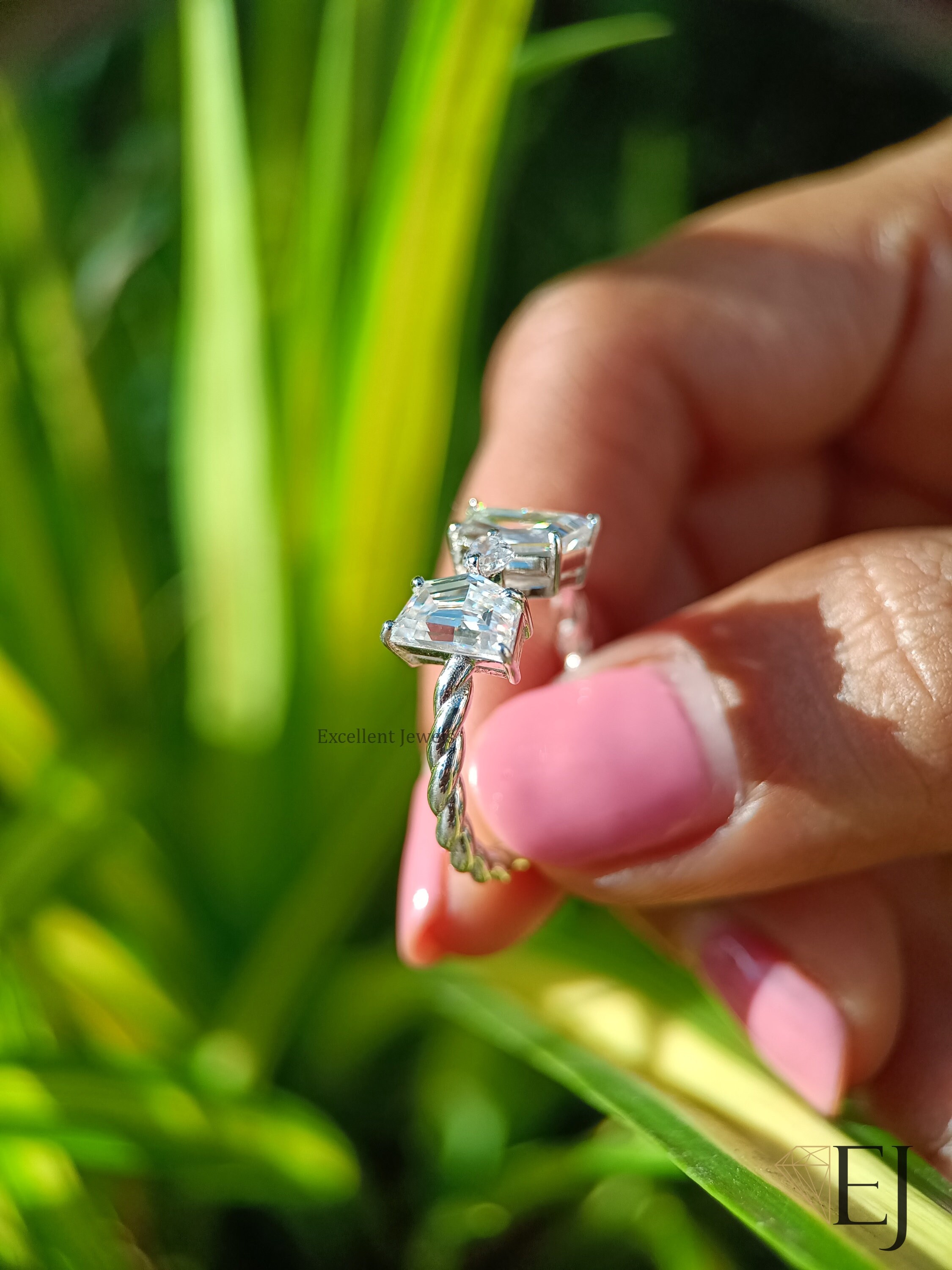 8*5MM Cadillac Cut Engagement Ring Cadillac Step Cut Moissanite Ring ...