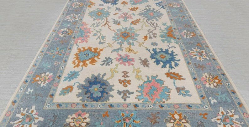 Turkish Oshak Rugs Hand Knottede Cream and Beige Turkish Oushak Knotted ...