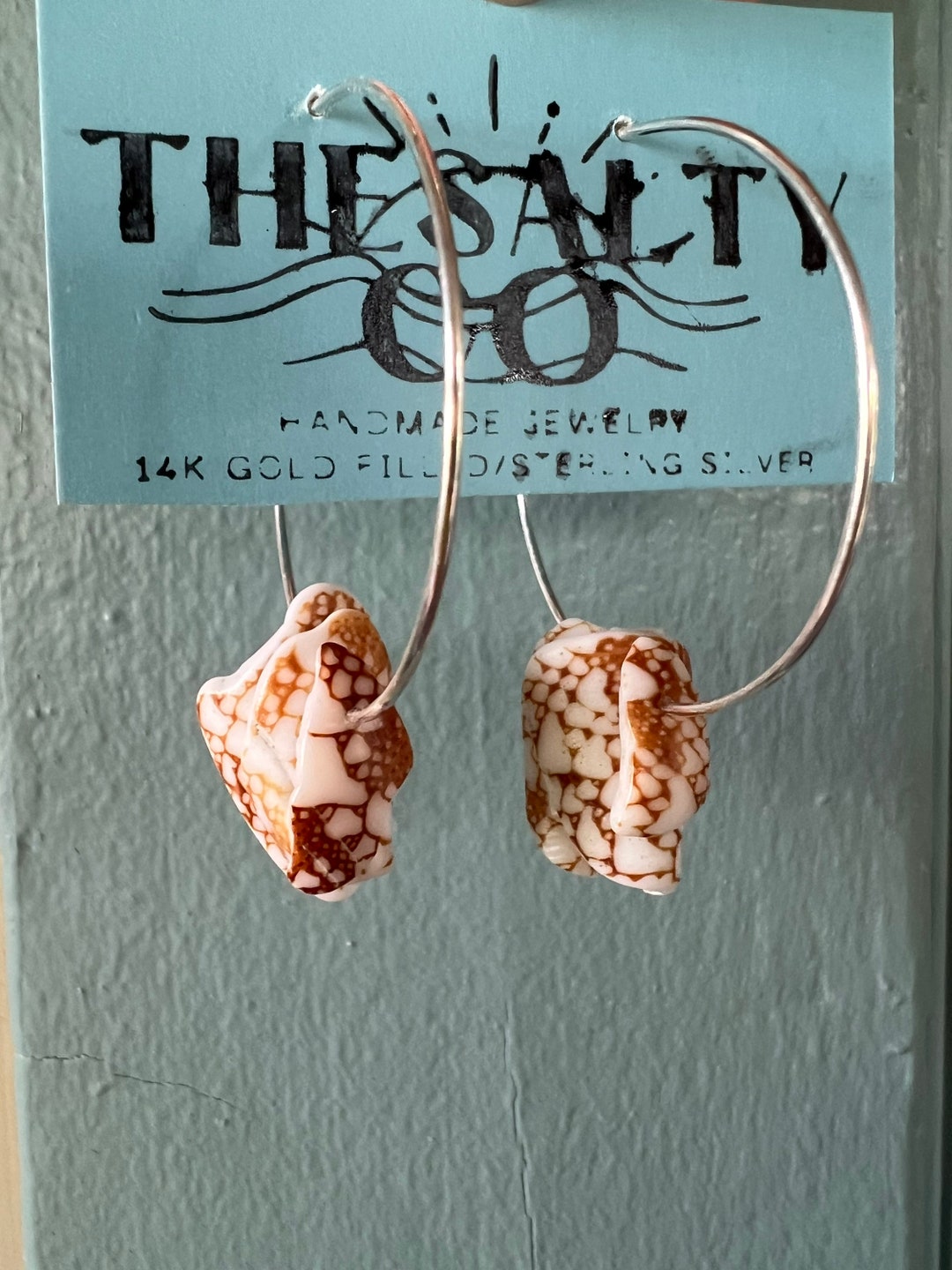 Hawaiian Cone Shell Piece Sterling Silver Endless Hoops, Unique, Beach ...