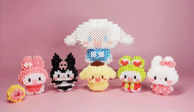 Set of 6 3D Perler Bead Pattern Tutorial Kitty & Friends - Etsy