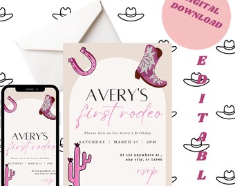 First Rodeo Birthday Invitation - Etsy
