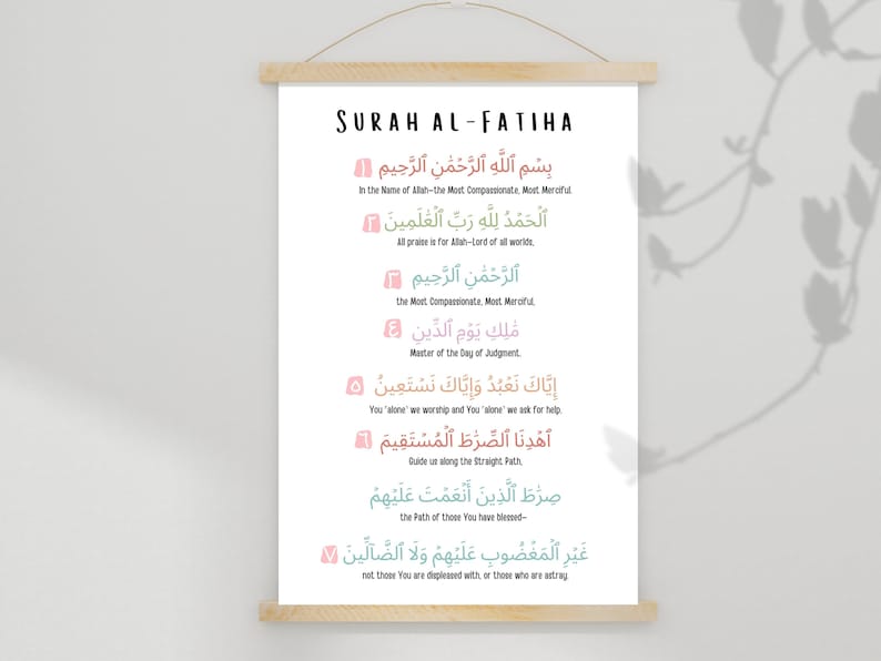 Surah Al Fatiha English Translation Kids Print Islamic Nursery Print ...