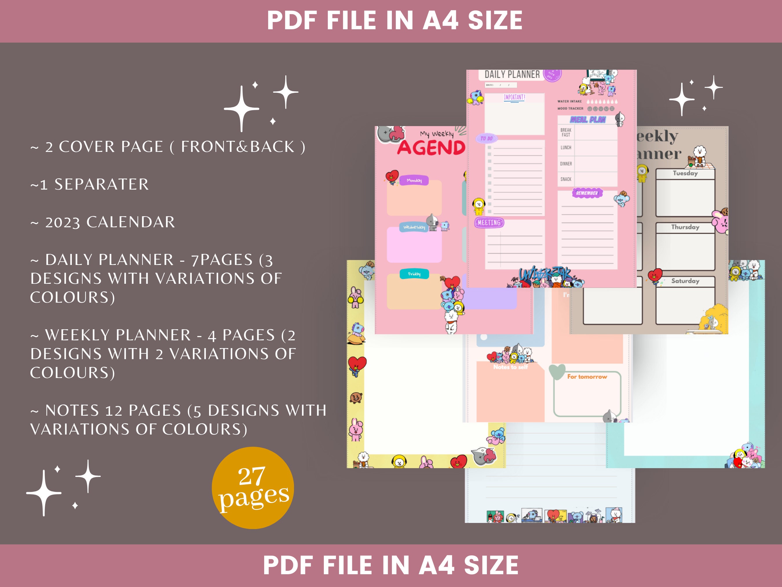 BTS/BT21 Bundle Printable Planner BTS/BT21 Daily Planner BTS/BT21 ...