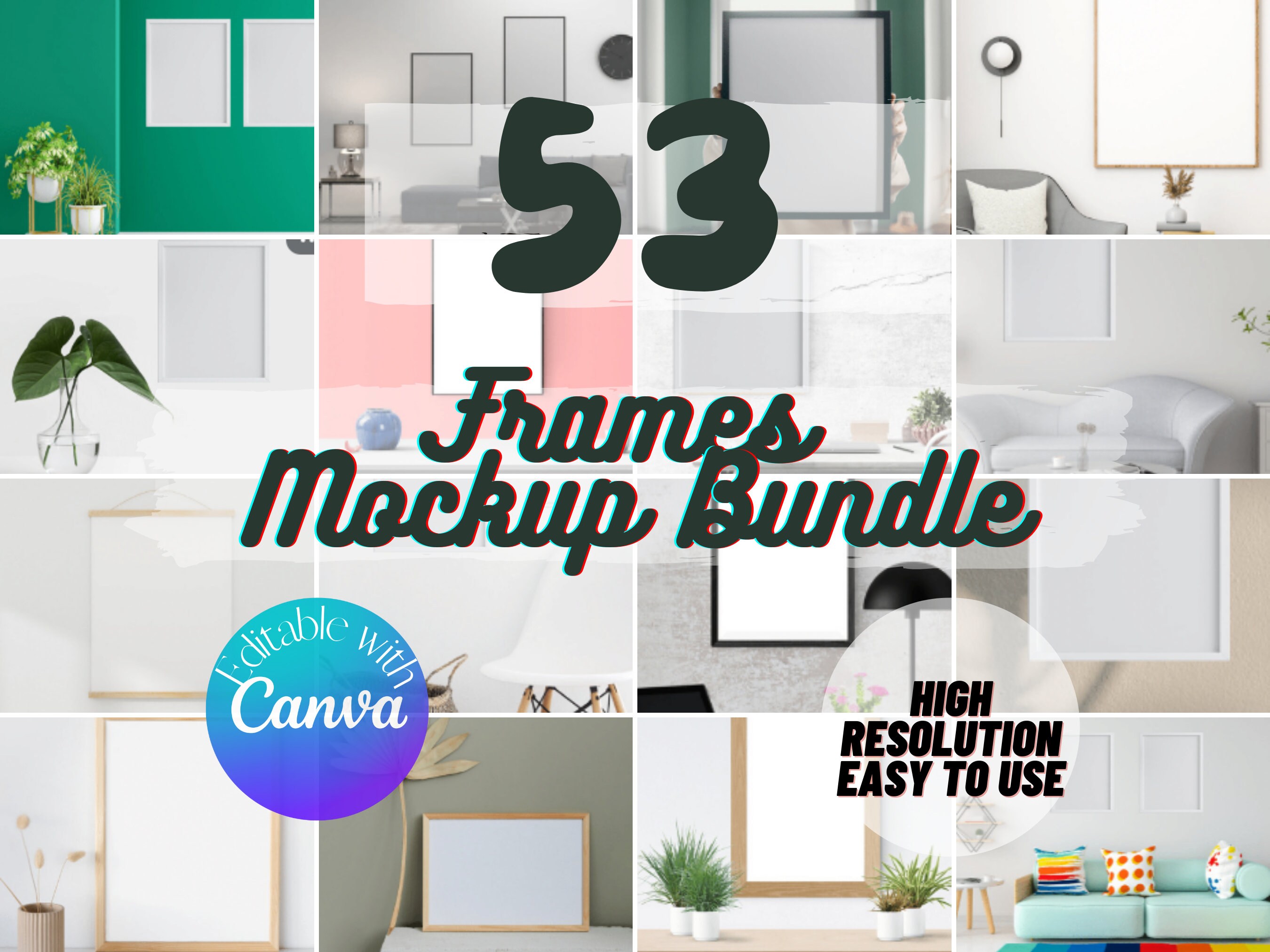 Wall Frames Mock Ups Bundle Modern Wall Frame Mock up Photograph Styled ...