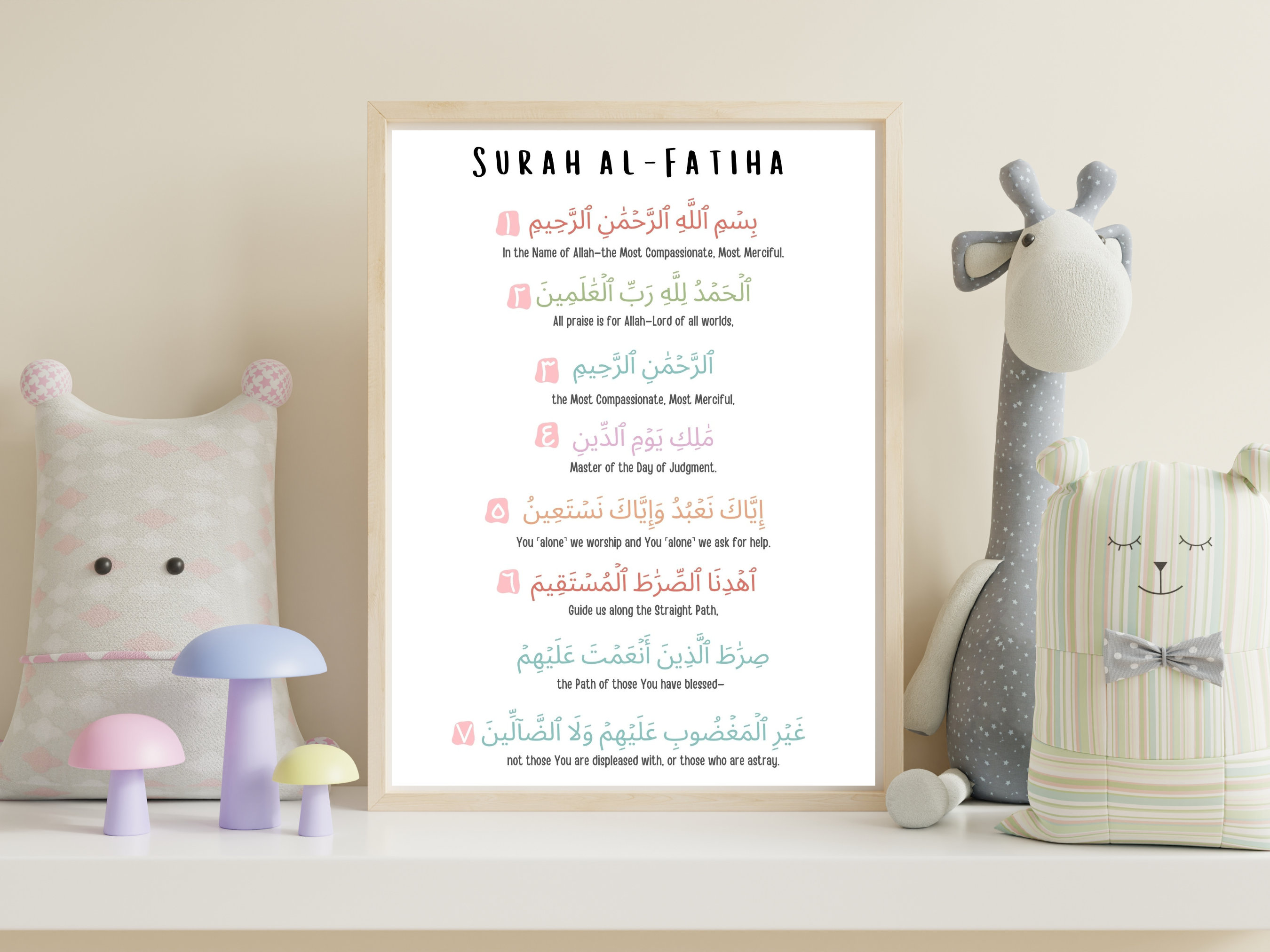 Surah Al Fatiha English Translation Kids Print Islamic Nursery Print ...