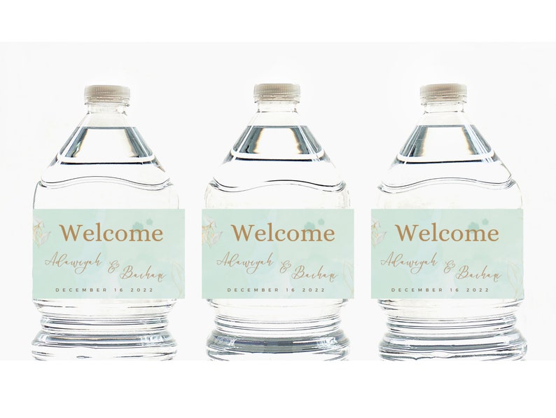 Welcome Water Bottle Label Template, Greenery Welcome Water Bottle ...