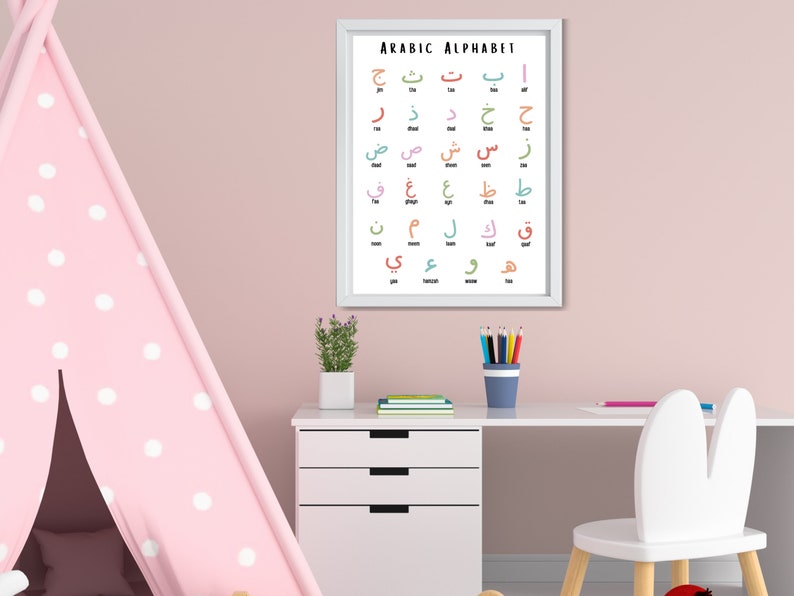 Arabic Alphabet Print Arabic Letter Poster Islamic Nursery Print Kids ...