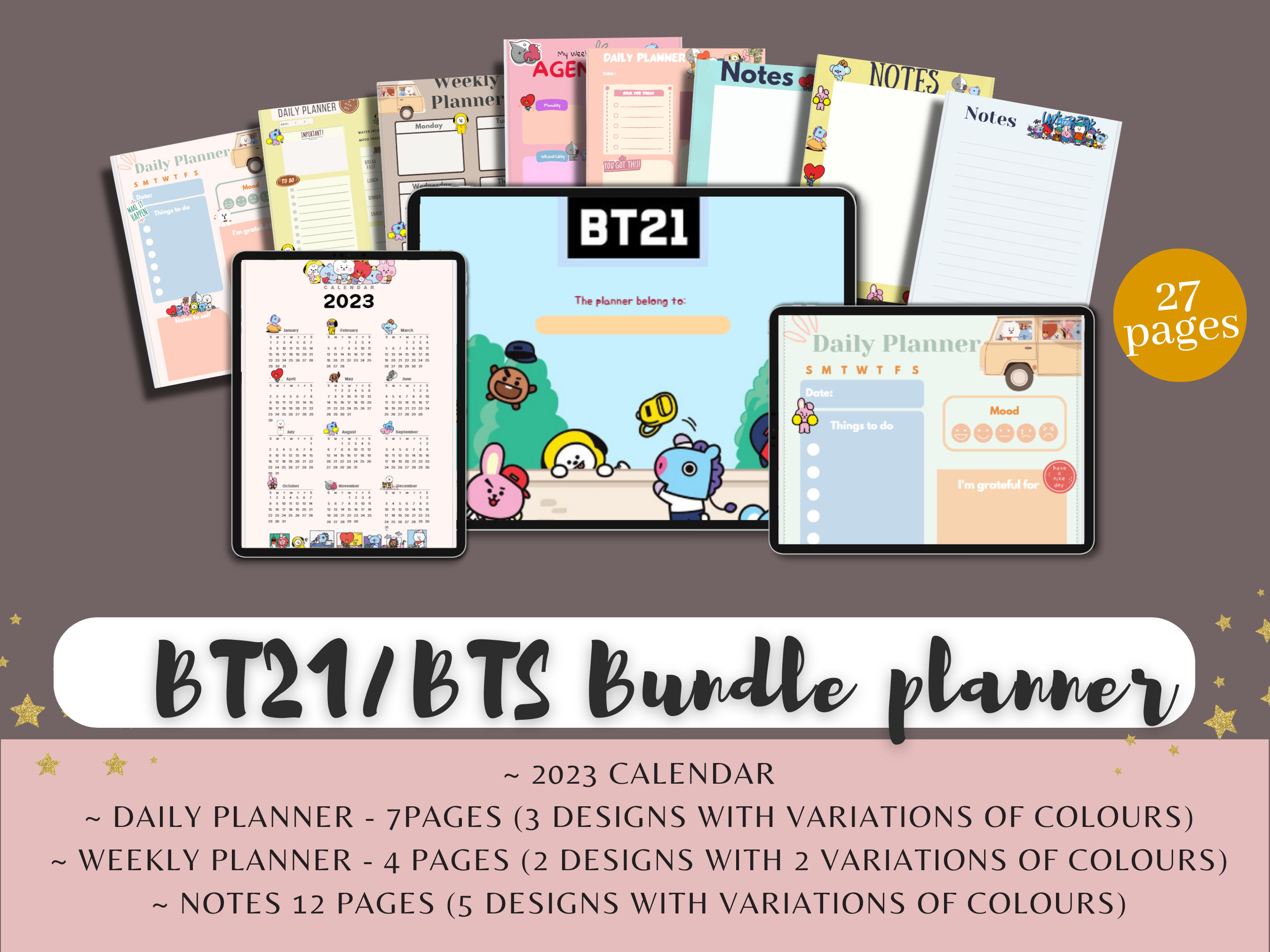 BTS/BT21 Bundle Printable Planner BTS/BT21 Daily Planner BTS/BT21 ...