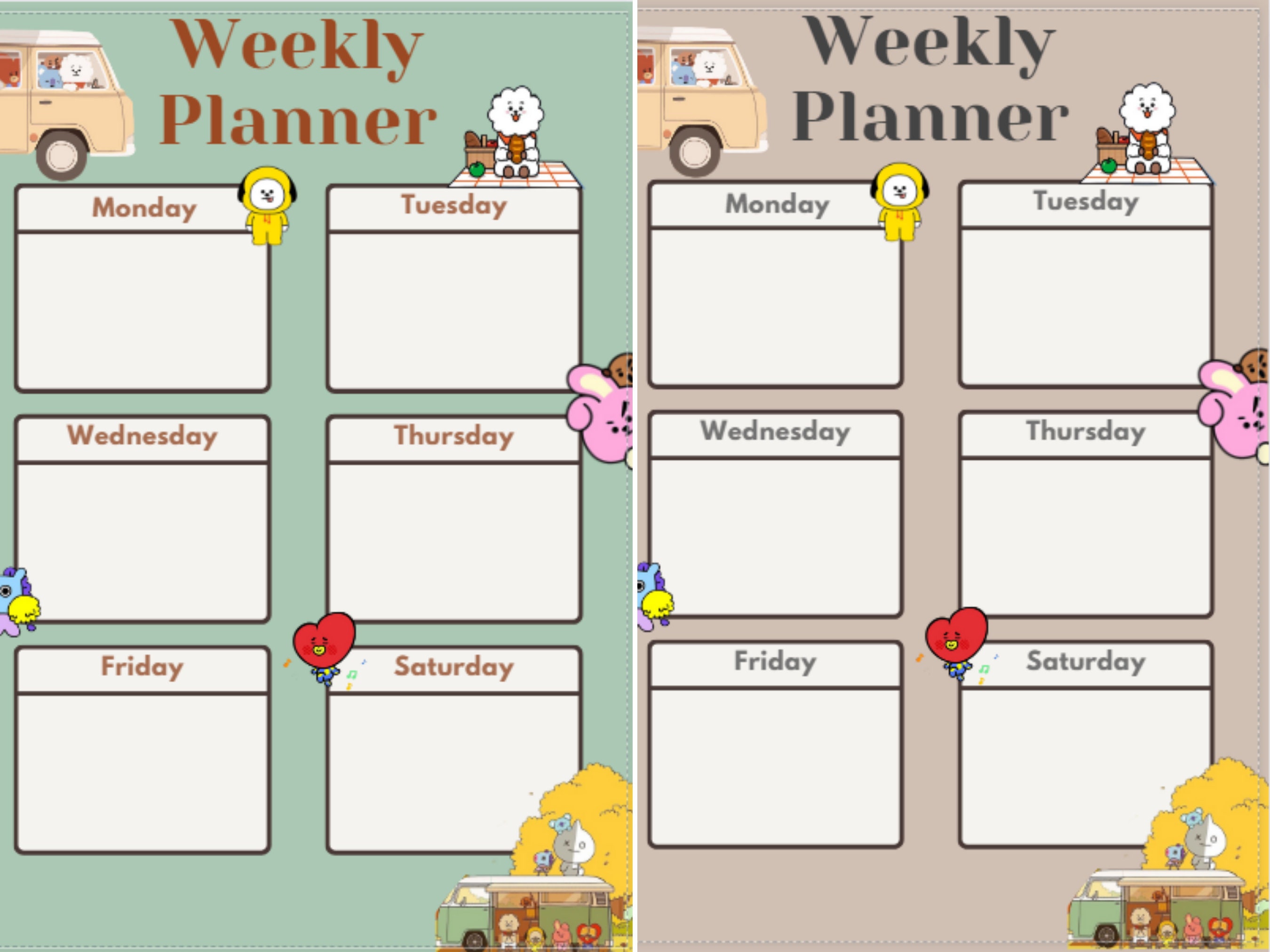 BTS/BT21 Bundle Printable Planner BTS/BT21 Daily Planner BTS/BT21 ...