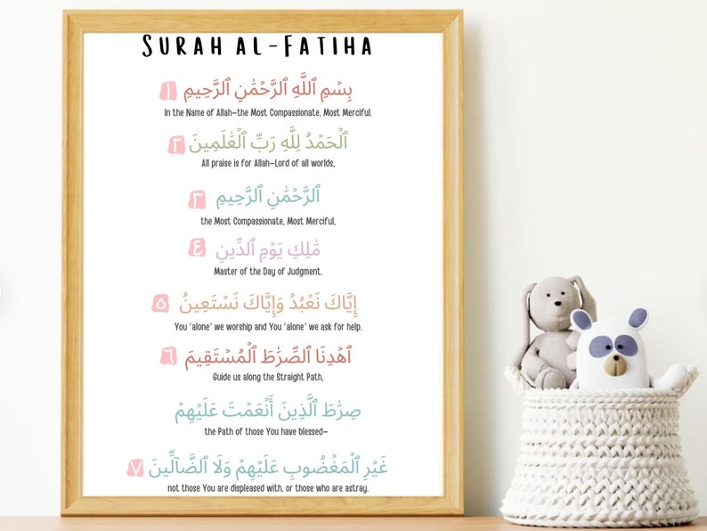 Surah Al Fatiha English Translation Kids Print Islamic Nursery Print ...
