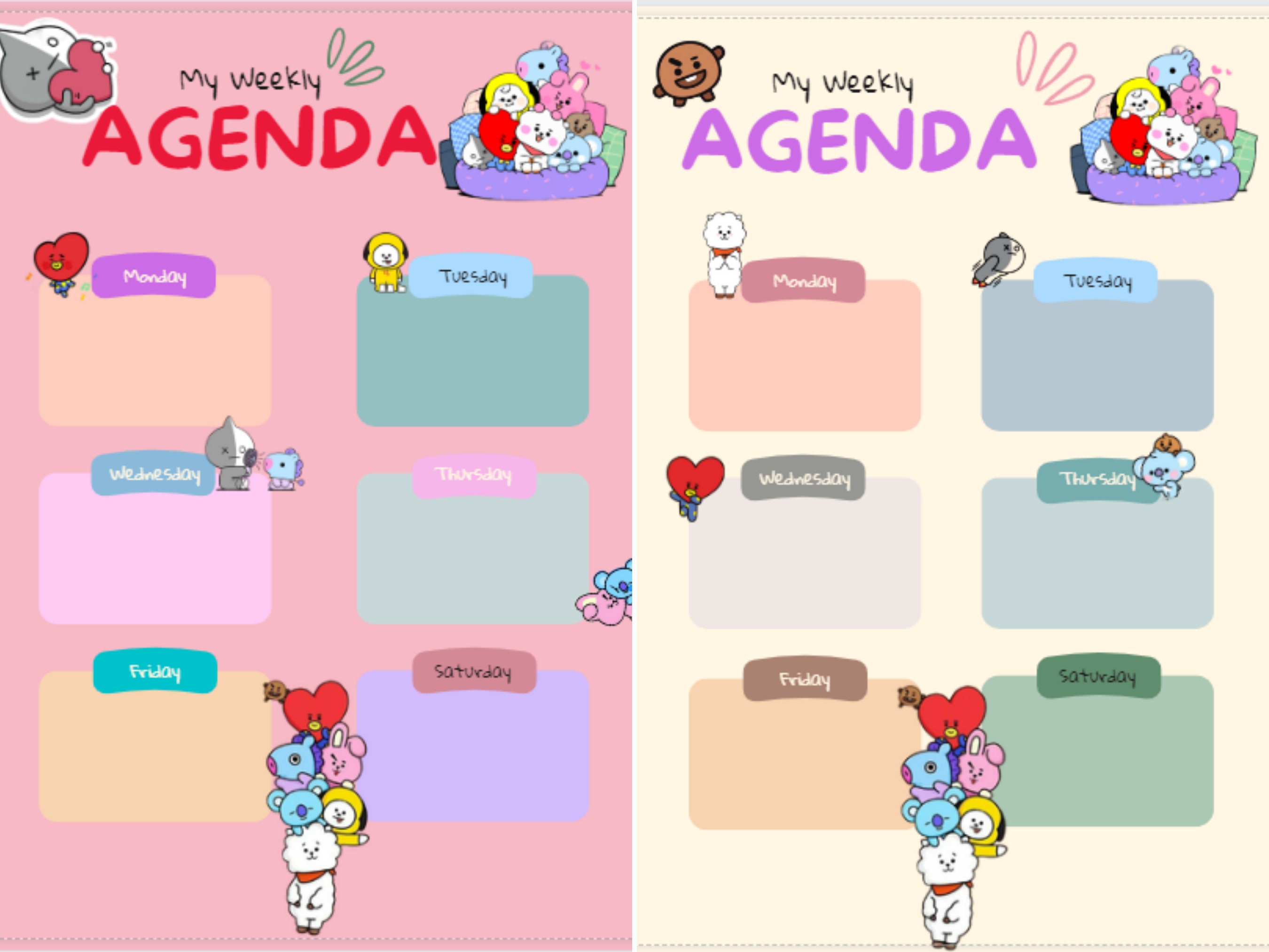 BTS/BT21 Bundle Printable Planner BTS/BT21 Daily Planner - Etsy Australia