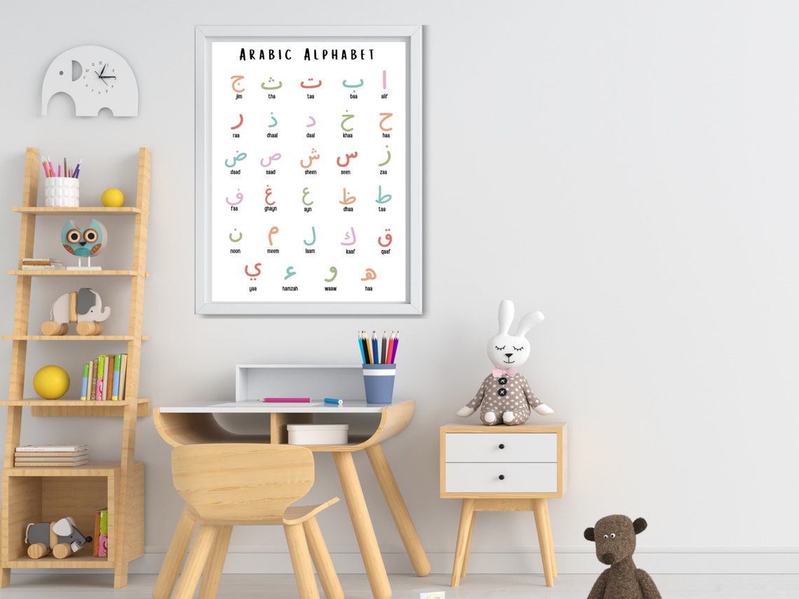 Arabic Alphabet Print Arabic Letter Poster Islamic Nursery - Etsy