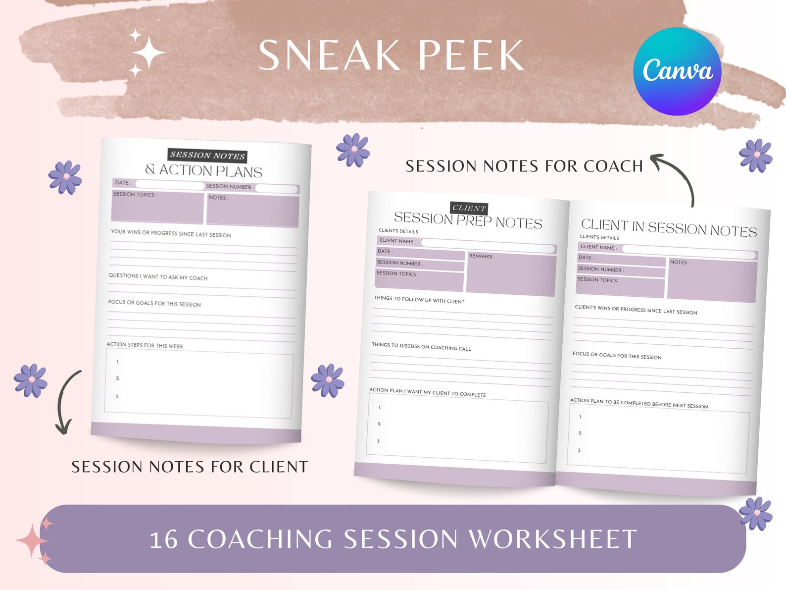 Coaching Session Worksheets: Editable Canva Templates (digital Download ...