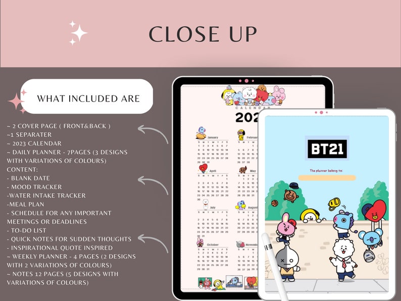 BTS/BT21 Bundle Printable Planner BTS/BT21 Daily Planner BTS/BT21 ...