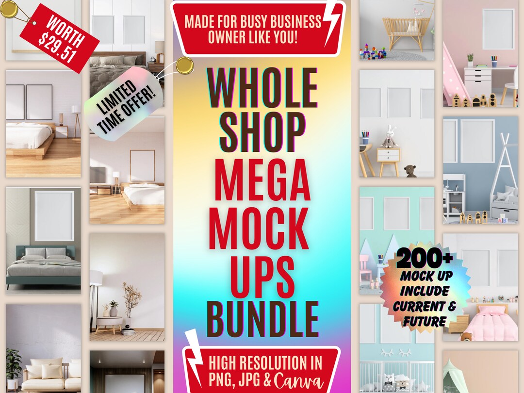 Mega Mock up Bundle Whole Shop-digital Frame Mockup, Interior Mockup ...