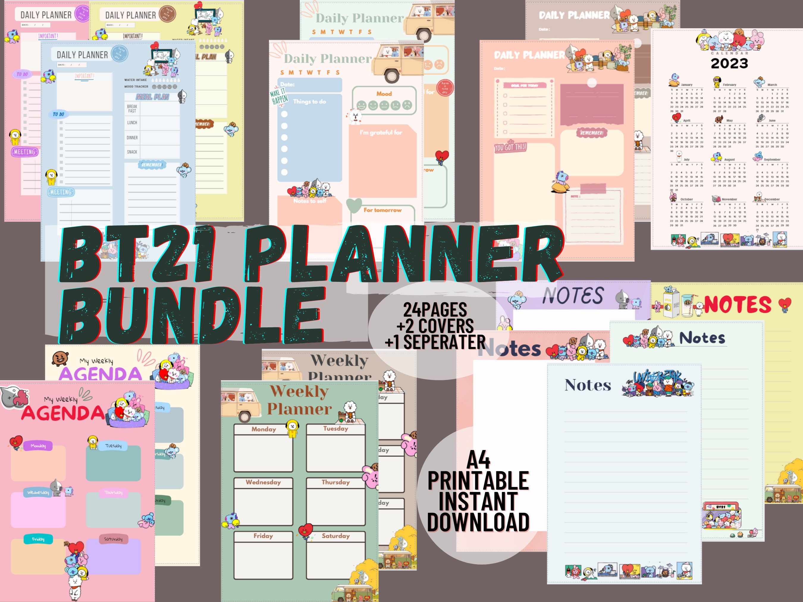 BTS/BT21 Bundle Printable Planner BTS/BT21 Daily Planner BTS/BT21 ...