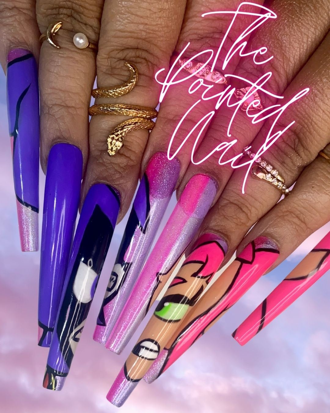 Starfire/raven Teen Titans GO Extendo Press on Nails 4XL Coffin Sz ...