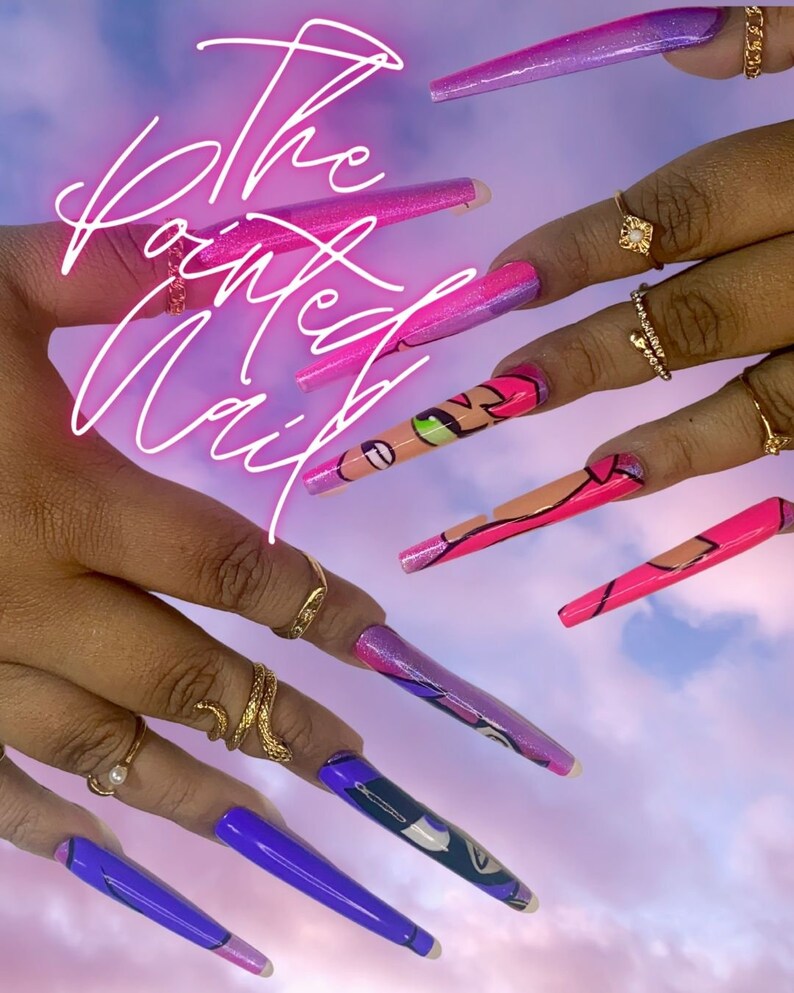 Starfire/raven Teen Titans GO Extendo Press on Nails 4XL Coffin Sz ...