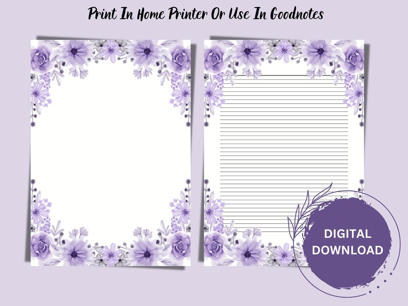 A4 Size Printable Floral Letter Paper, Valentine's Day Writing Paper ...