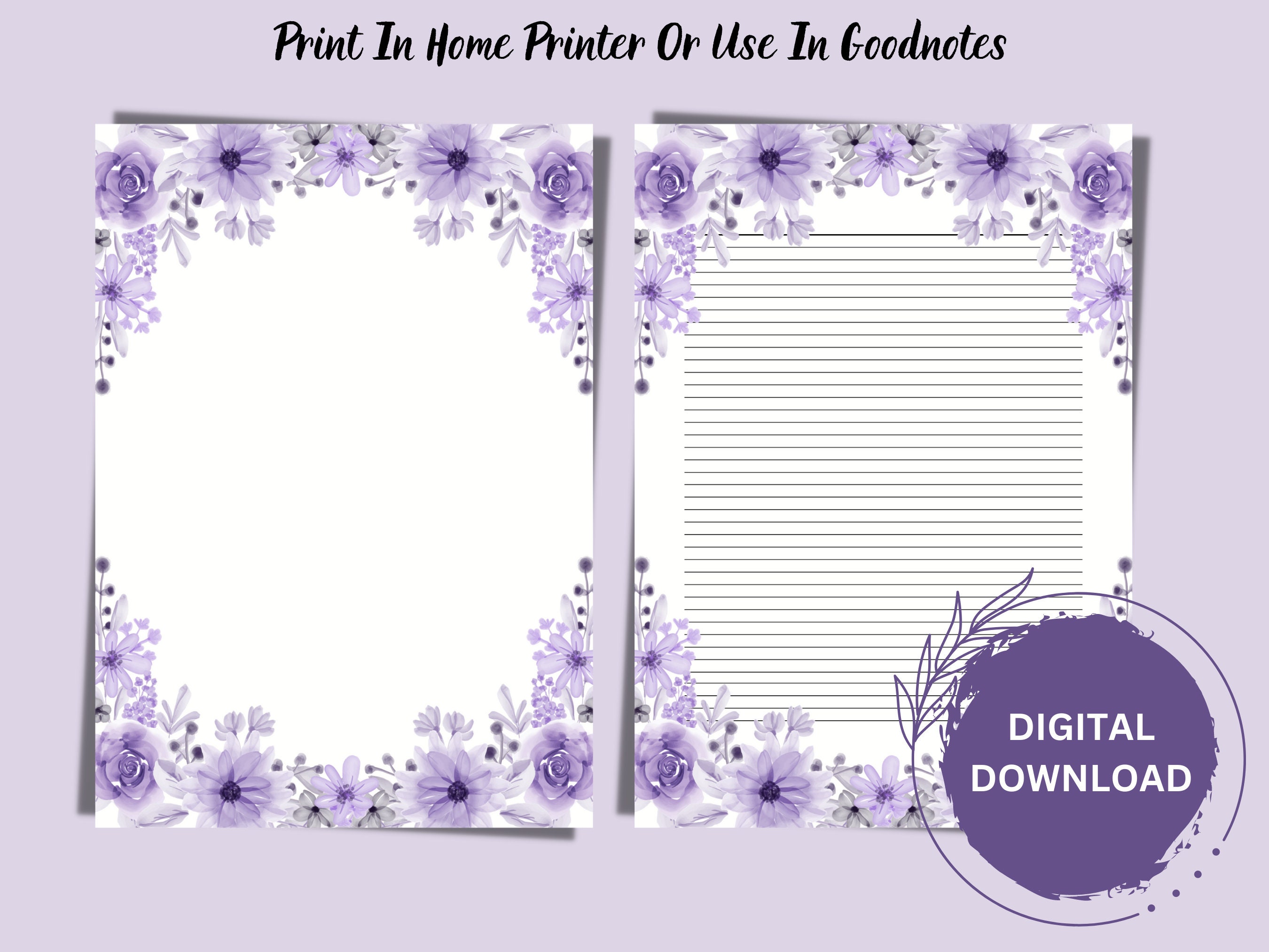 A4 Size Printable Floral Letter Paper, Valentine's Day Writing Paper ...