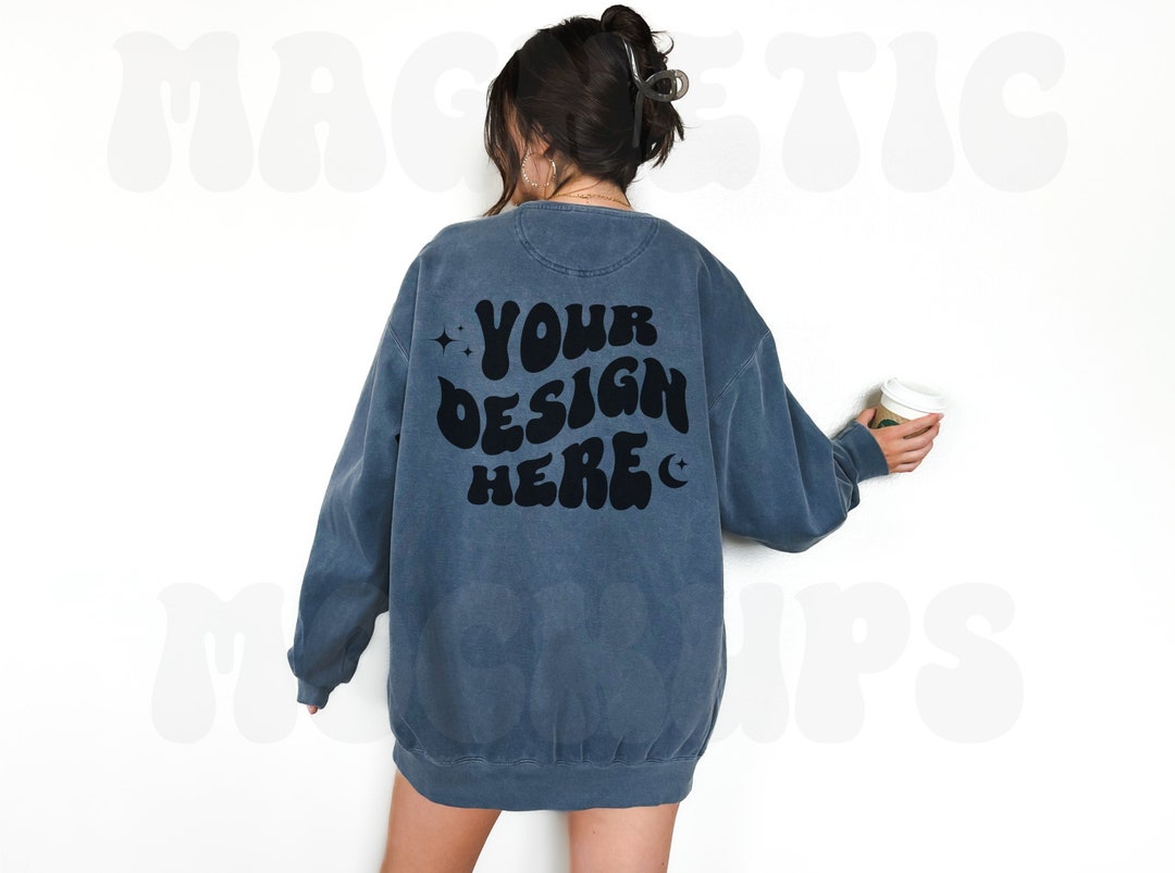Comfort Colors 1566 Denim Back Mockup, Comfort Colors Sweatshirt Mockup ...