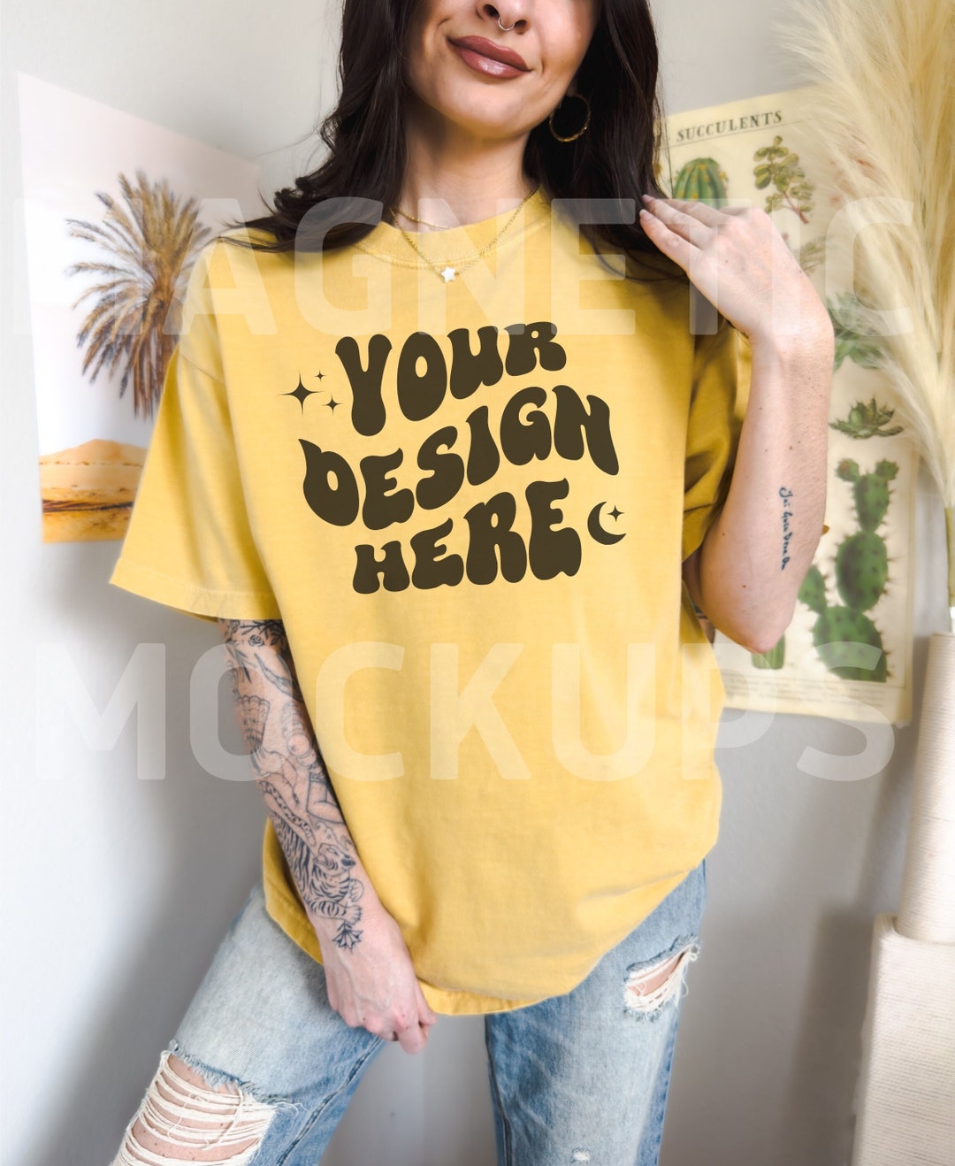 Mustard Comfort Colors C1717 Mockup, Comfort Colors Mockup, Oversized ...