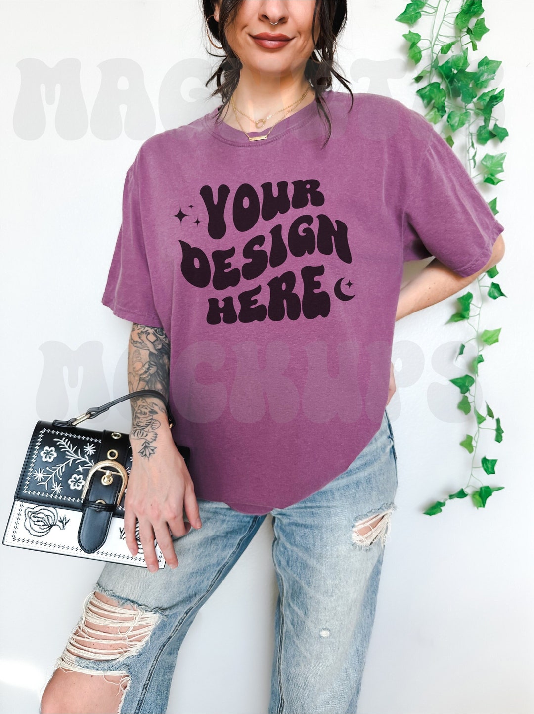 Berry Comfort Colors C1717 Mockup, Comfort Colors Mockup, Oversized ...