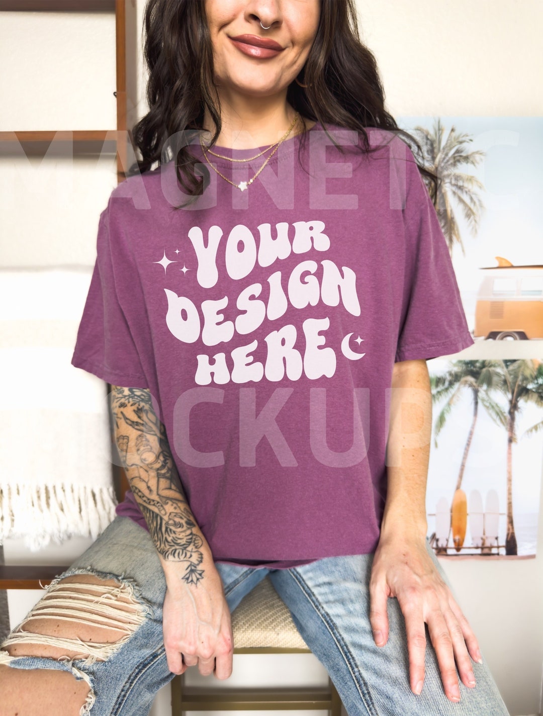 Comfort Colors C1717 Berry Mockup, Oversized Berry Mockup, Model Mockup ...